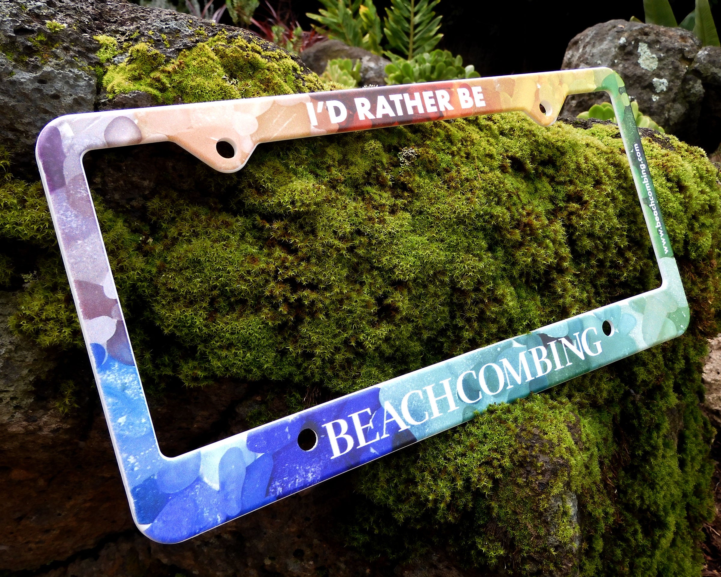 Sea Glass License Plate Frame - I’d Rather Be Beachcombing License Pla ...