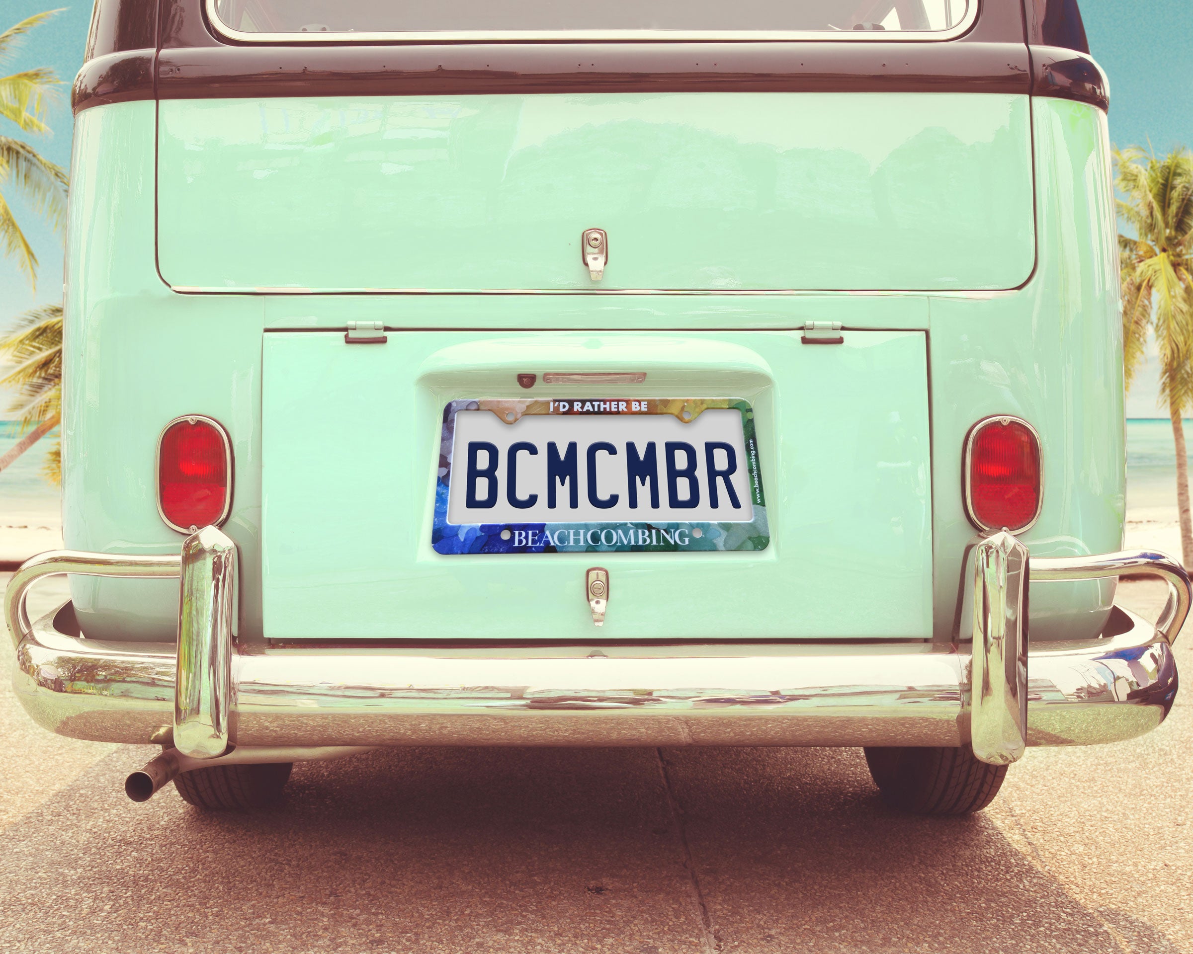 Sea Glass License Plate Frame - I’d Rather Be Beachcombing License Pla ...