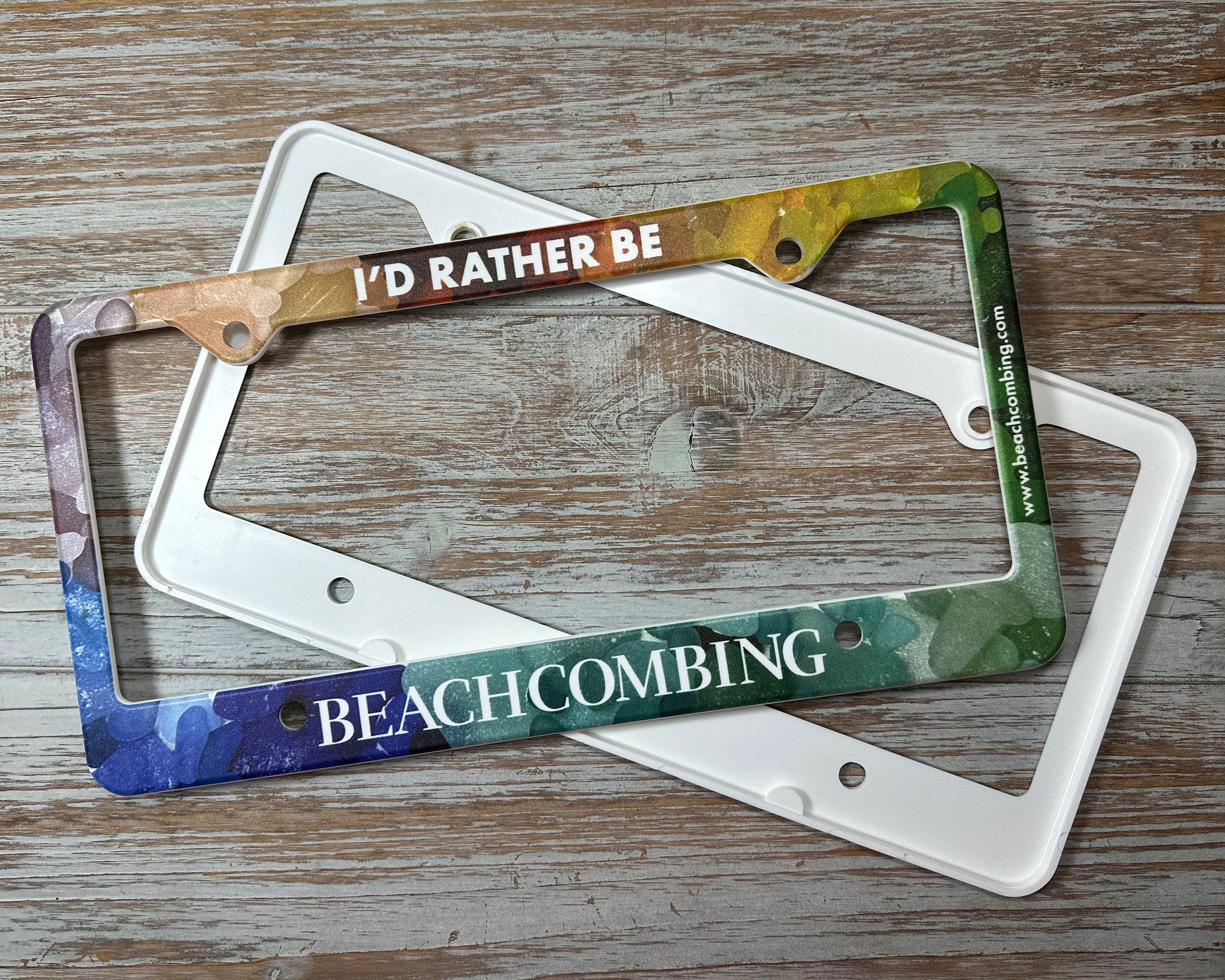 Sea Glass License Plate Frame - I’d Rather Be Beachcombing License Pla ...