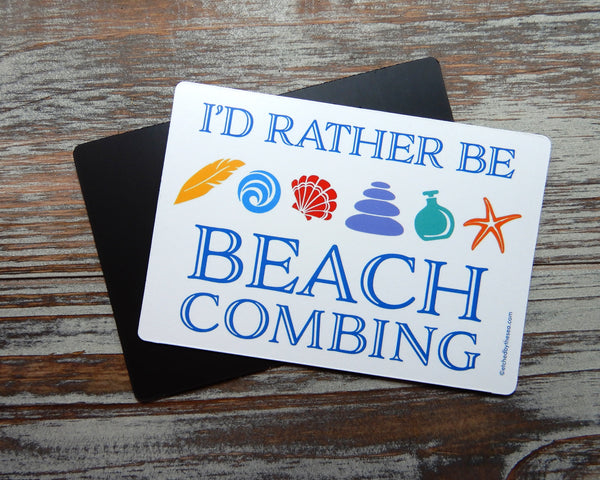 I'd Rather Be Beachcombing Icons Rectangle Magnet – Beachcombing Magazine