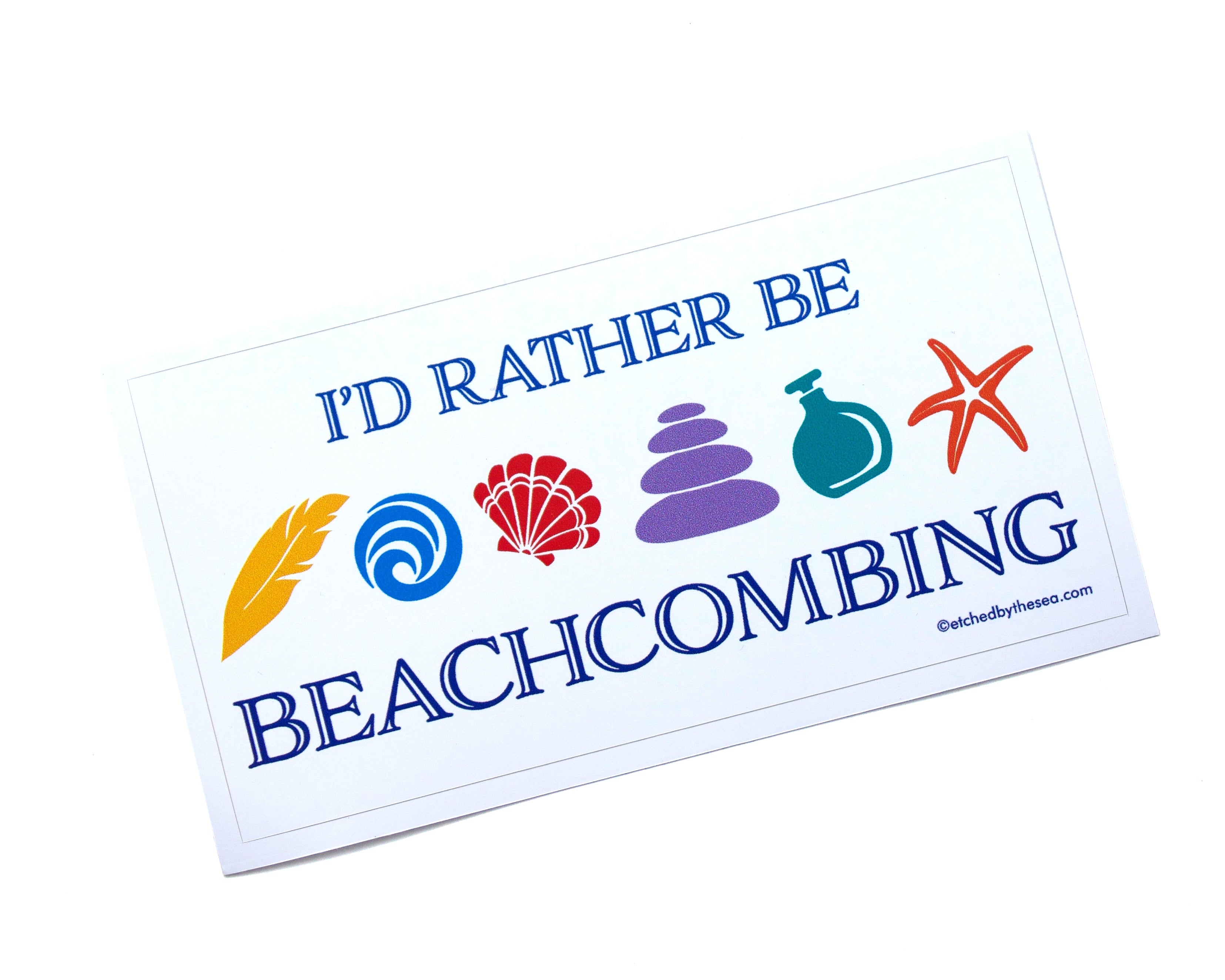 I'd Rather Be Beachcombing Icons Rectangle Bumper/Laptop Sticker ...