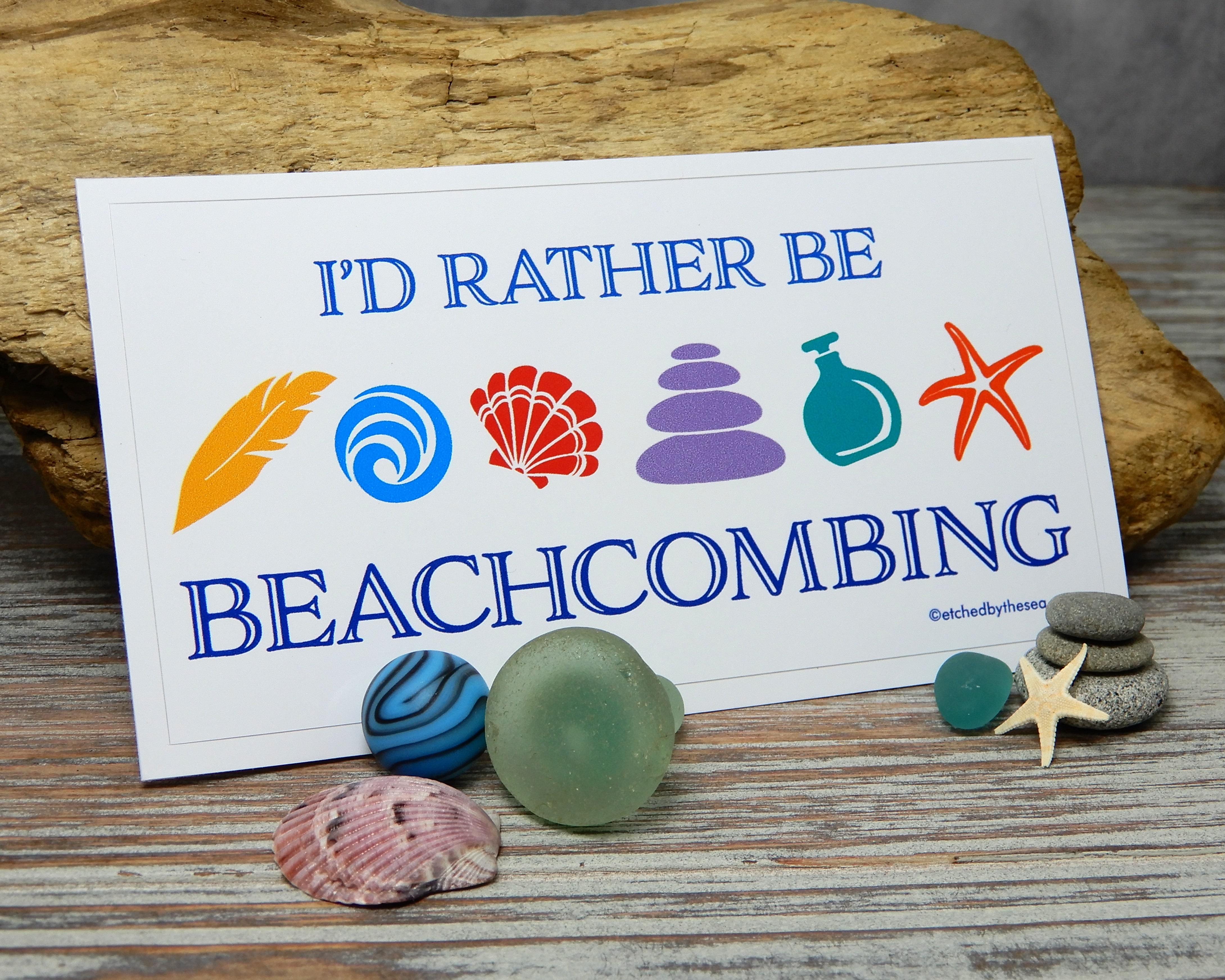 I'd Rather Be Beachcombing Icons Rectangle Bumper/Laptop Sticker ...